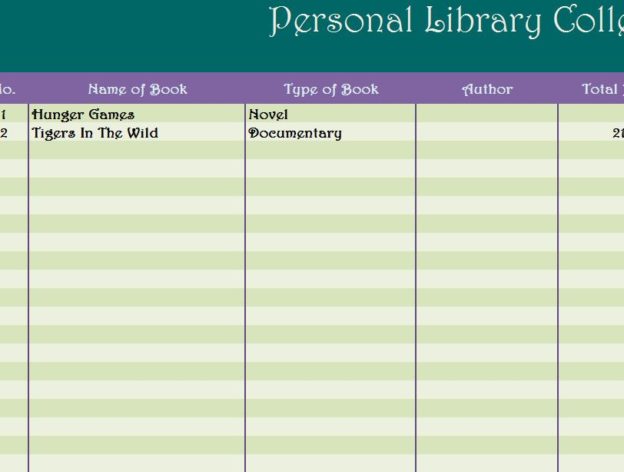 Personal Library Collection - My Excel Templates